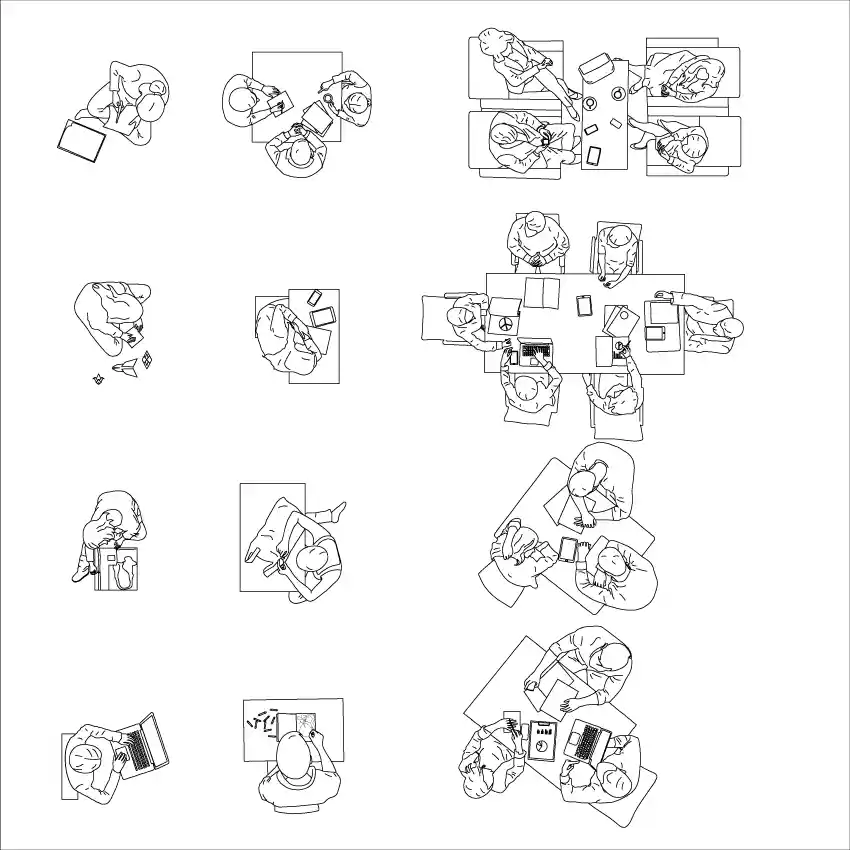 Free Office Scene People Plan View CAD Blocks | opencadlibrary