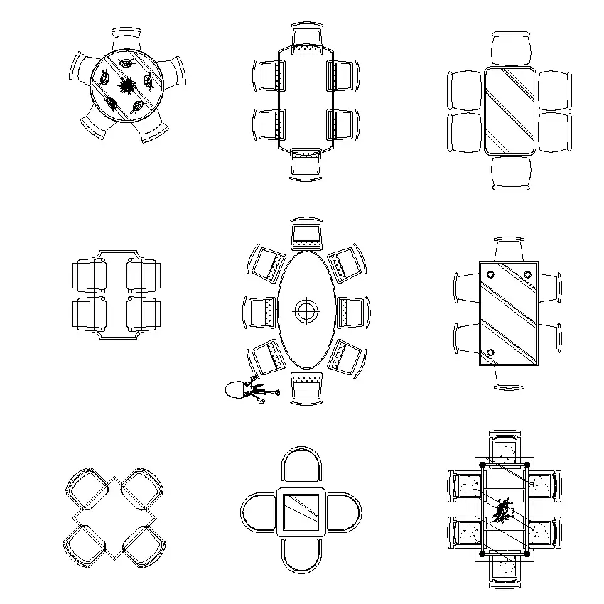 Free Download of Dining Table CAD Blocks | opencadlibrary