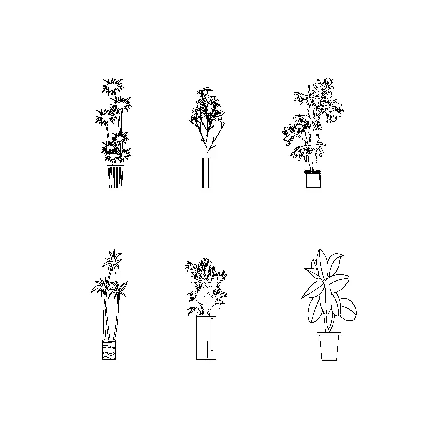 Free Download of Indoor Plant Vase CAD Blocks | opencadlibrary