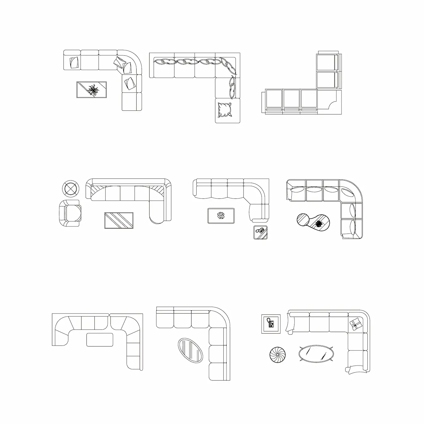 Free Modular L-Shaped Sofa CAD Blocks | opencadlibrary