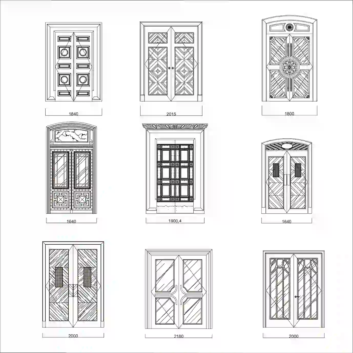 Free European-Style Double Entry Doors CAD files | opencadlibrary