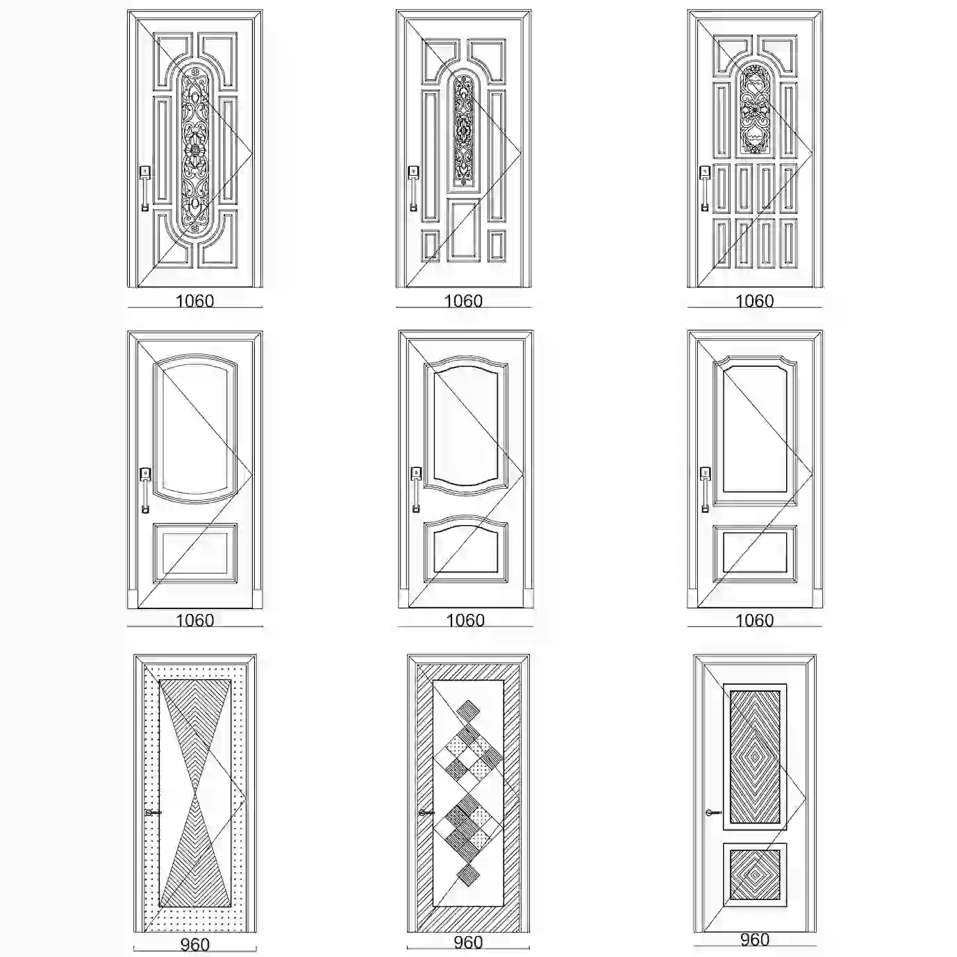 Free European-Style Single Door AutoCAD Blocks | opencadlibrary
